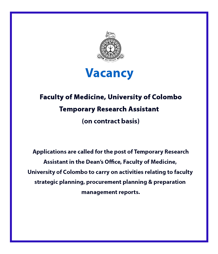 Vacancy – Temporary Research Assistant (on contract basis) Faculty of ...