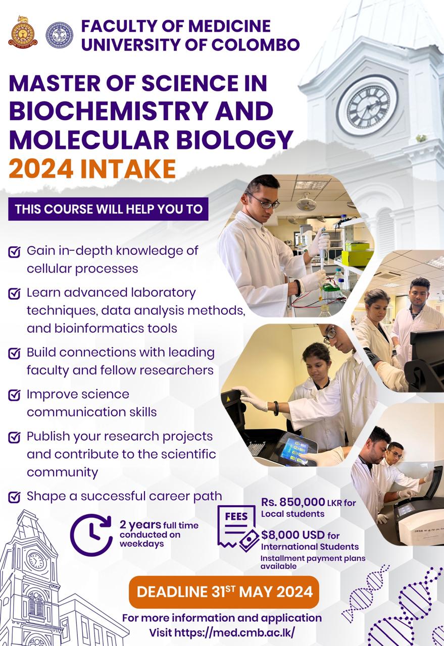 Calling applications for M.Sc. in Biochemistry and Molecular Biology ...