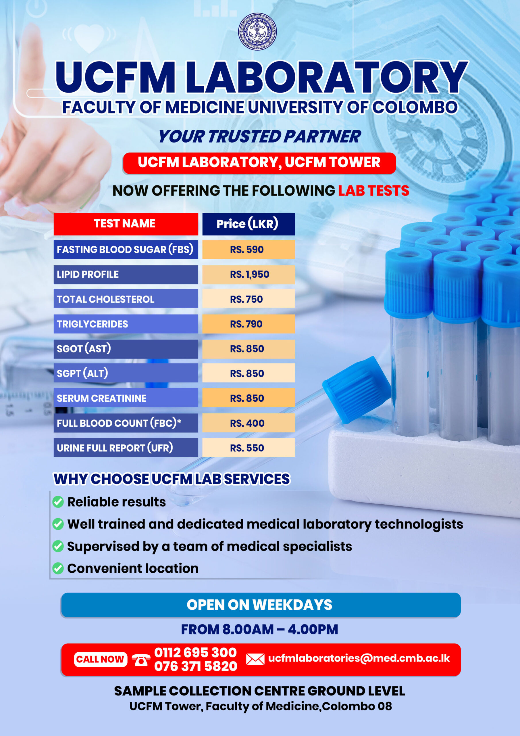 UCFM Laboratory Services — Now Open for University Staff & the General ...